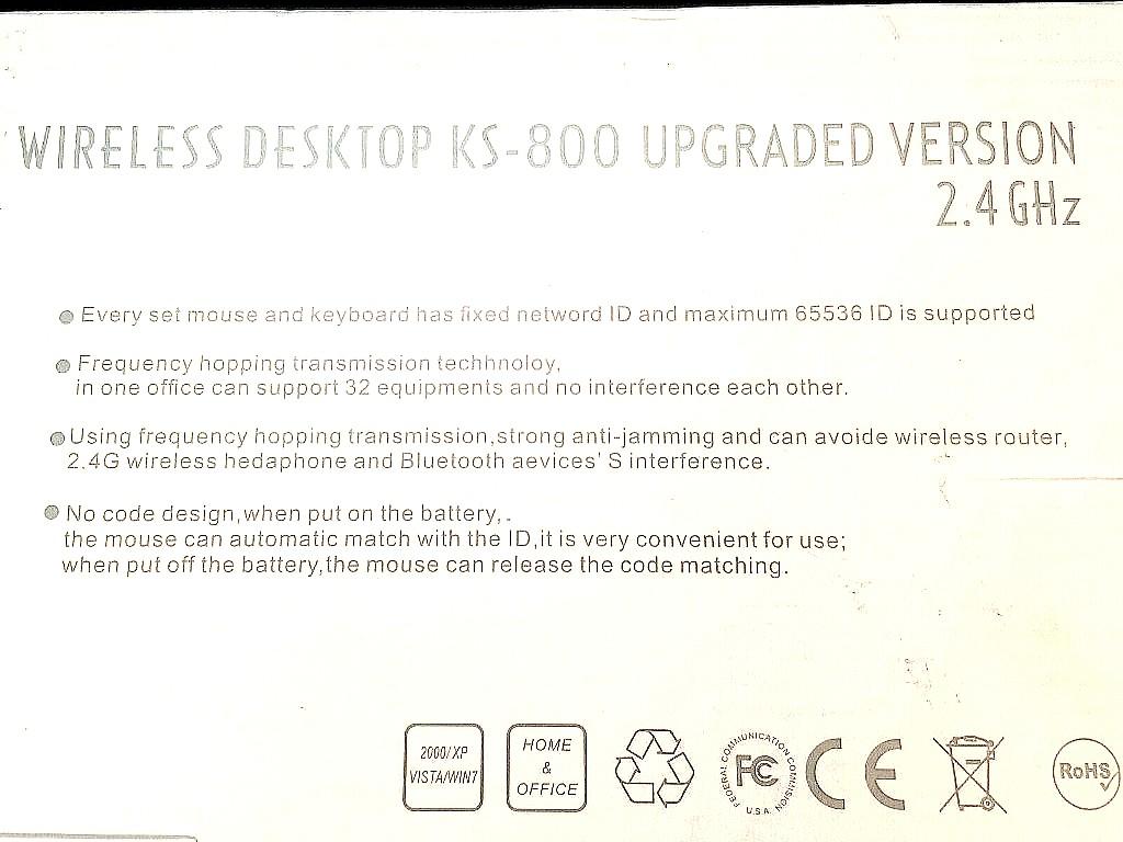 Wireless Desktop KS-800 Wireless Keyboard and Mouse 2.4GHz Upgraded ...