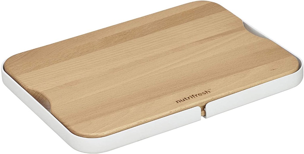 Nutrifresh Prep - Chopping Station - Beech Wood Chopping Board with 2 ...