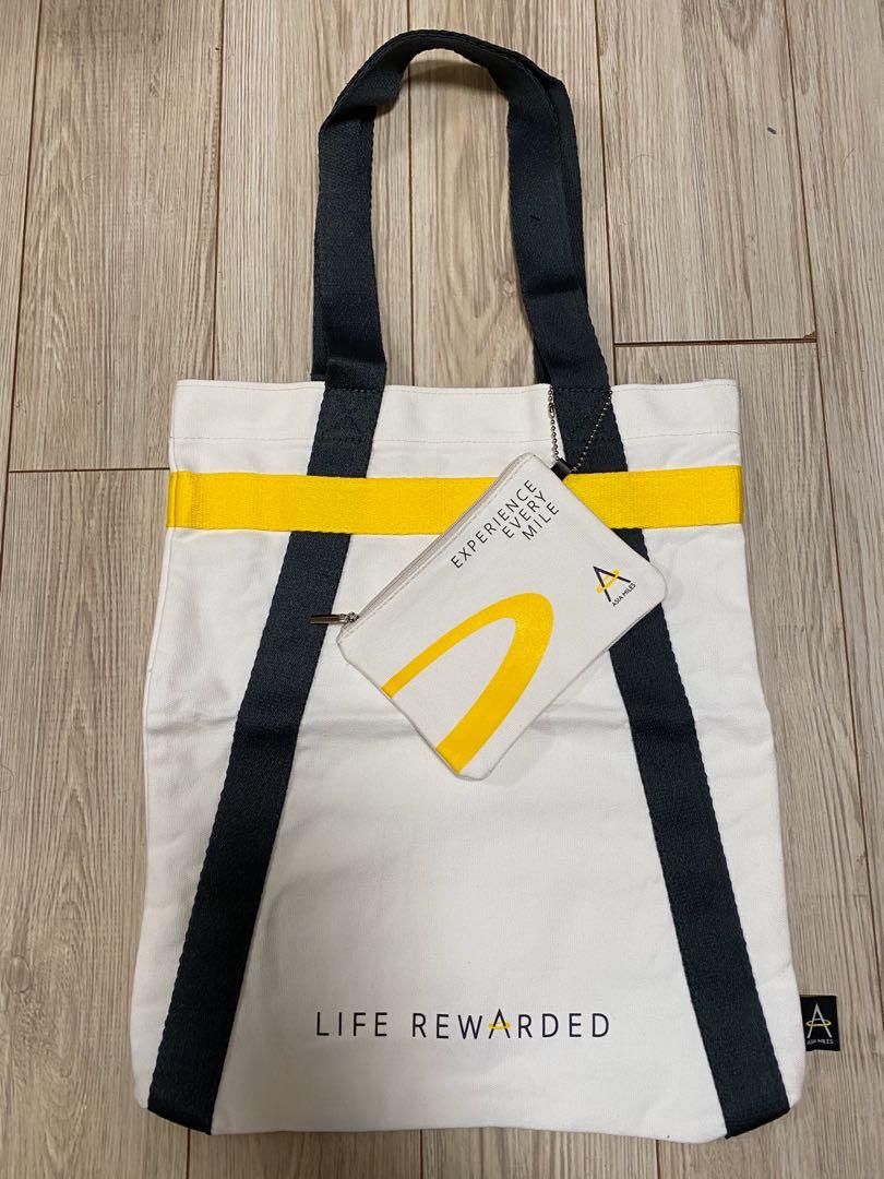全新 Asia Miles Tote Bag 亞洲萬里通 帆布袋 連散紙包 coins bag, 名牌, 手袋及銀包 - Carousell