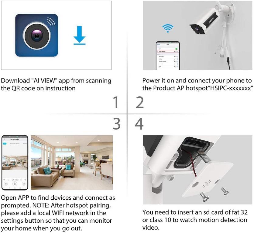 CACAGOO Outdoor Security Camera,1536P 4MP Wifi CCTV Camera, Furniture ...