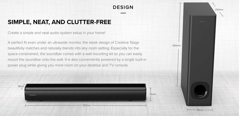 Creative Stage 2.1 High Performance Soundbar With Subwoofer For TV ...