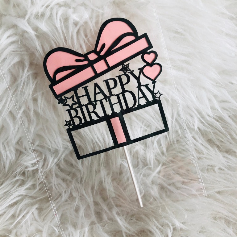 Gift Box Design Birthday Cake Toppers, Hobbies & Toys, Stationery ...