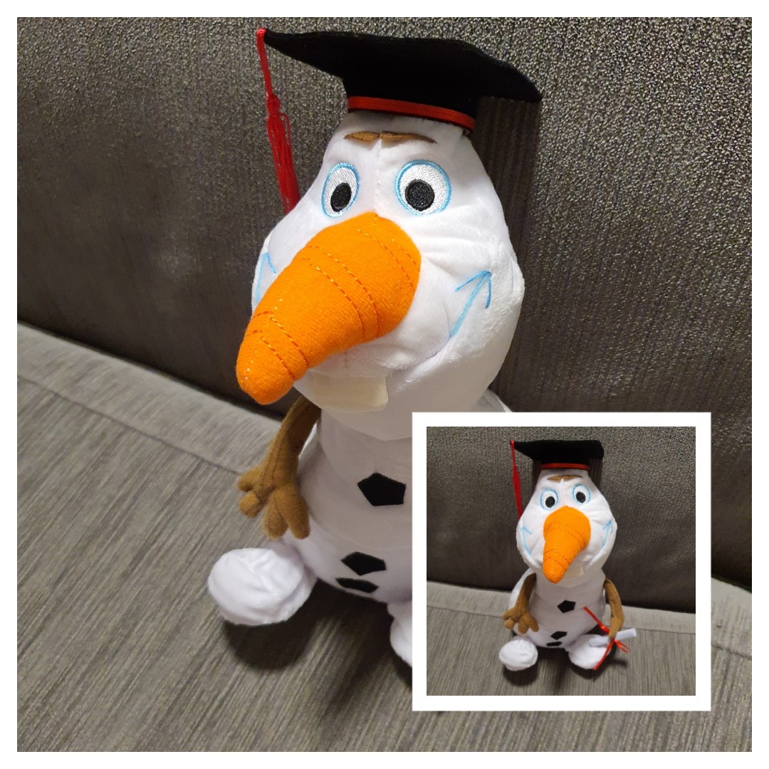 29cm Frozen Olaf Snowman graduation bear plush toy, Hobbies & Toys ...