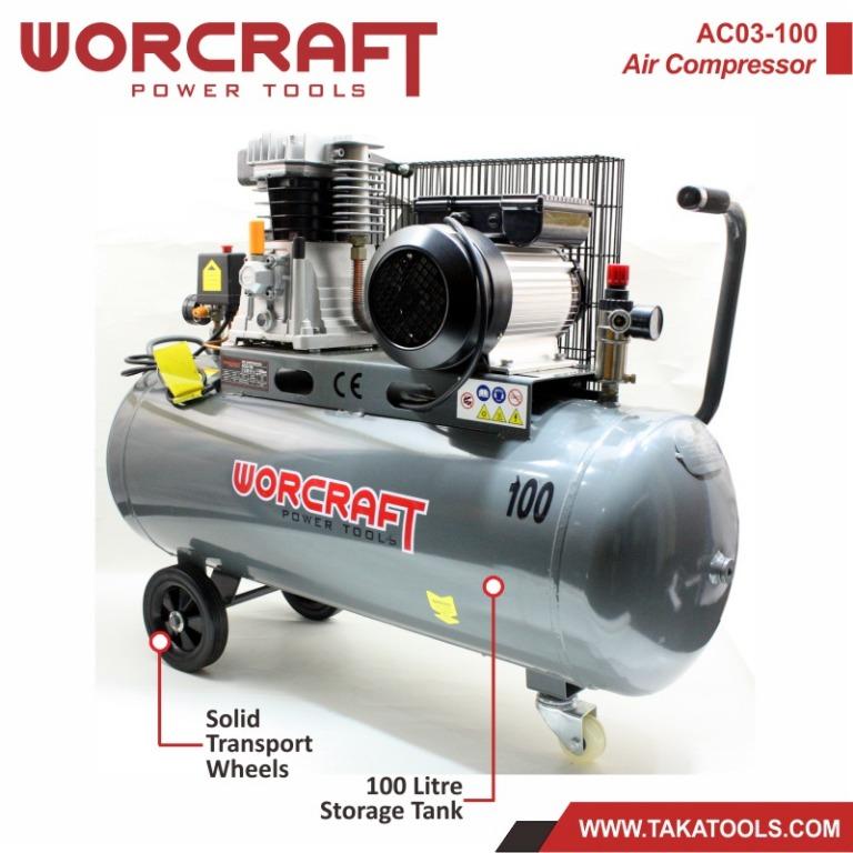 Worcraft Electric Air Compressor 100 Litres, Furniture & Home Living ...