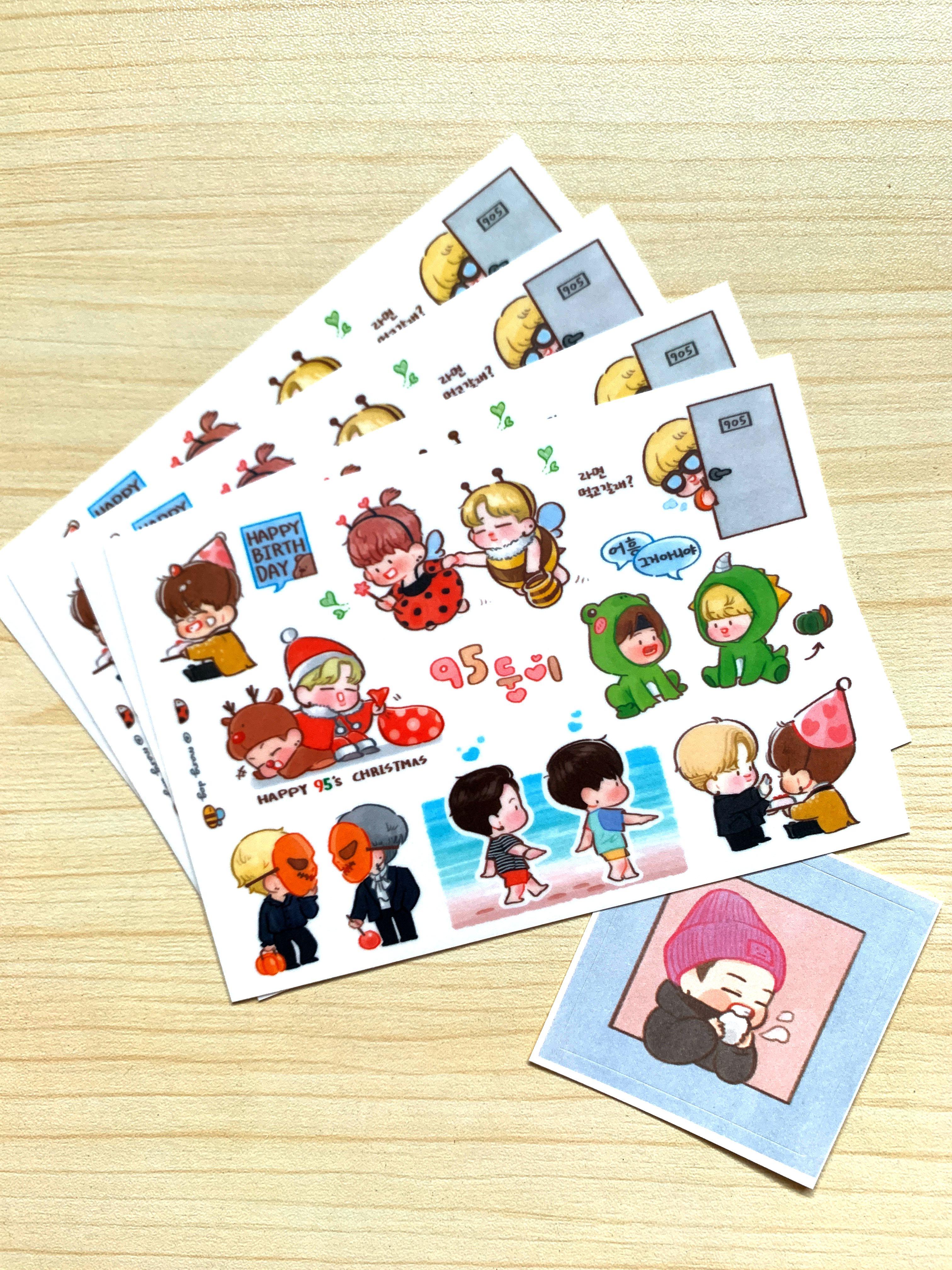 BTS Vmin cute stickers fanart, Hobbies & Toys, Memorabilia ...