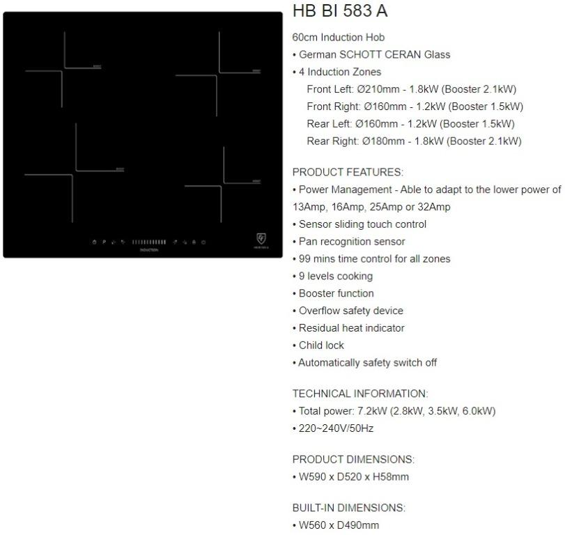 EF 2/4 ZONE INDUCTION HOB WITH TOUCH CONTROL [HB BI 2730 A/HB BI 583 A ...