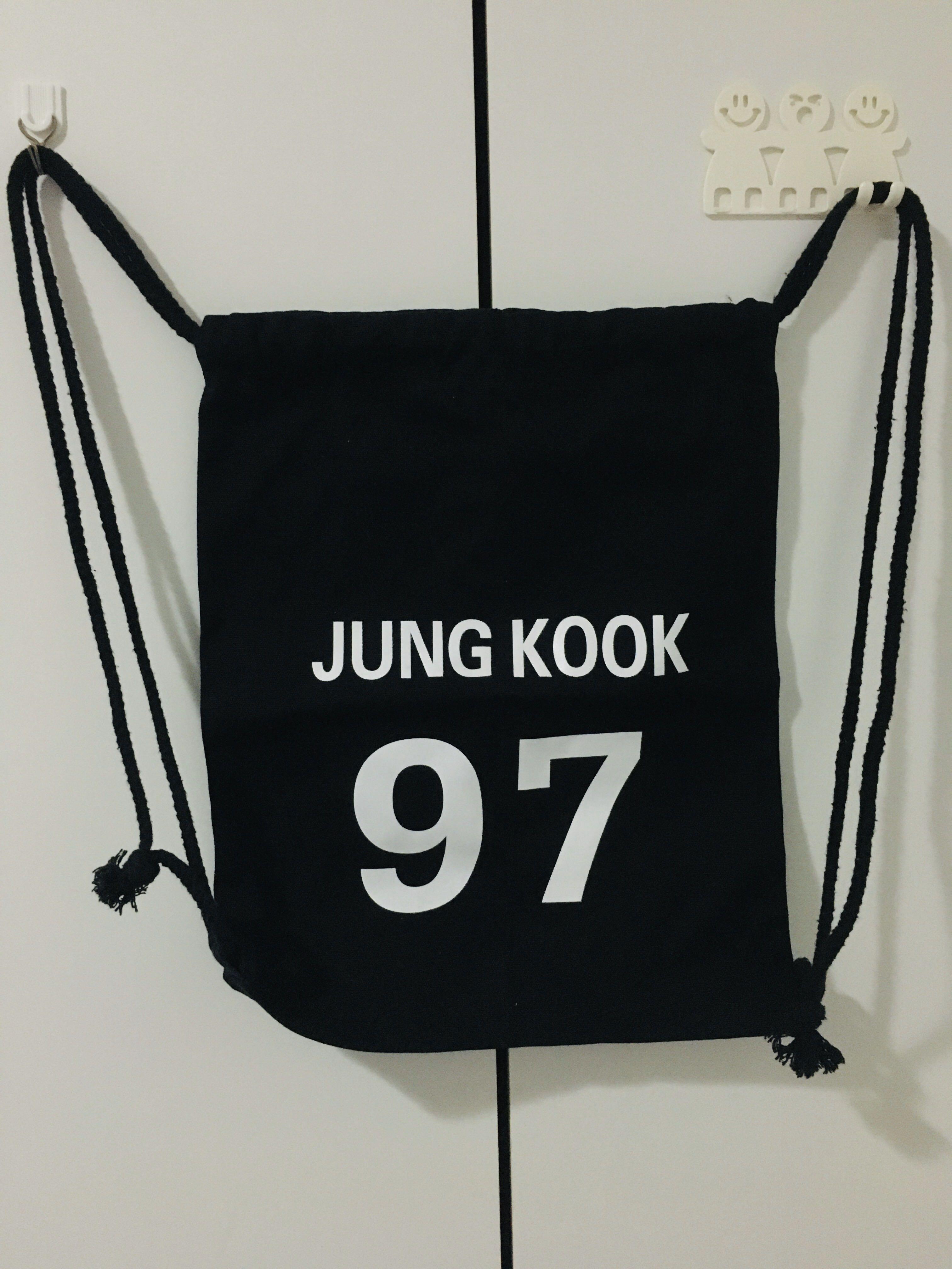 New BTS Jungkook Drawstring Bag, Hobbies & Toys, Memorabilia ...