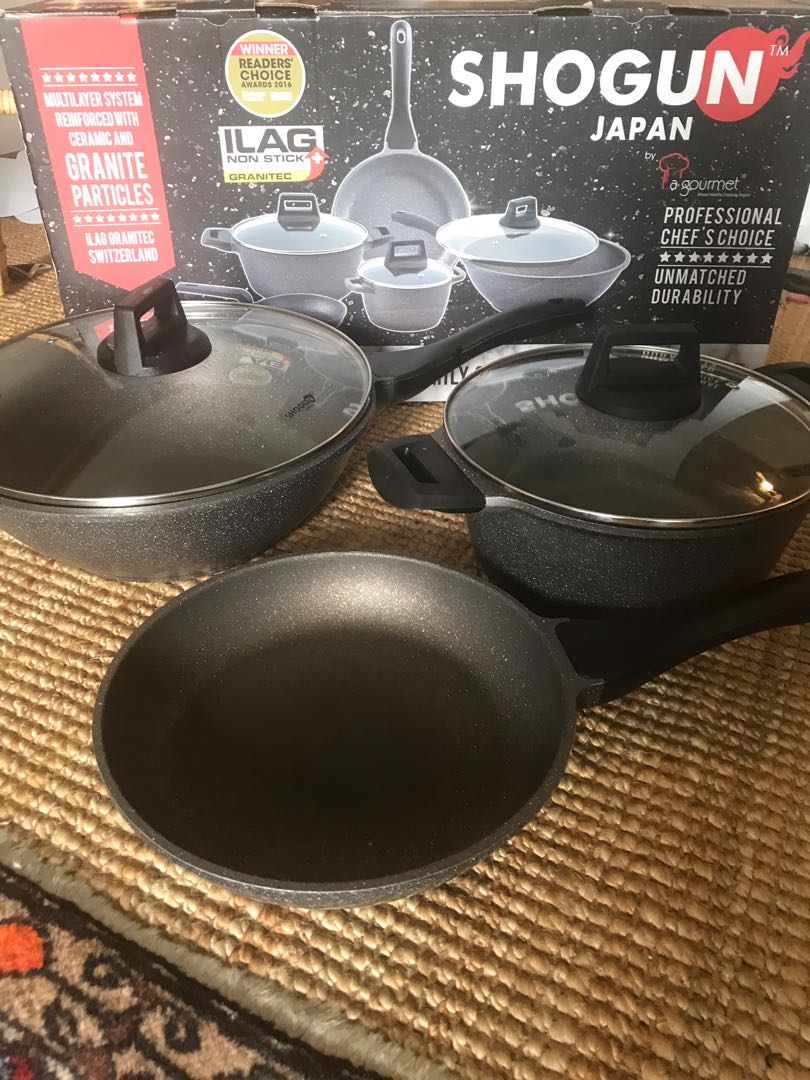 SHOGUN JAPAN Granite Series Family Set, Casserole, Stirfry Pan ...