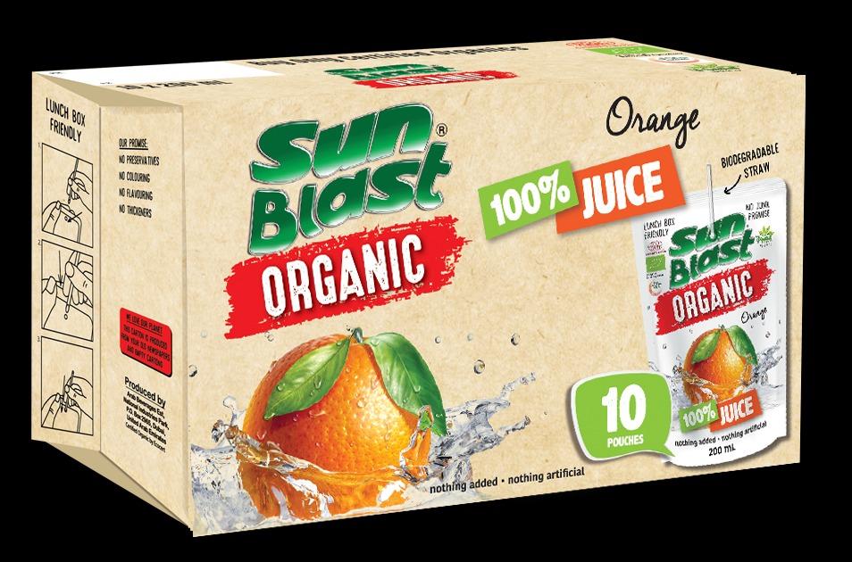 Sun Blast (certified Organic Healthier choice) 100% fruit juice ...
