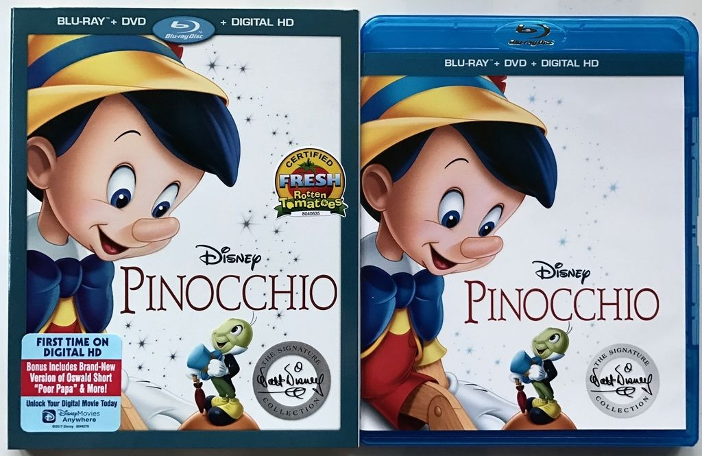 DISNEY PINOCCHIO BLU RAY DVD 2 DISC + SLIPCOVER SLEEVE THE SIGNATURE ...