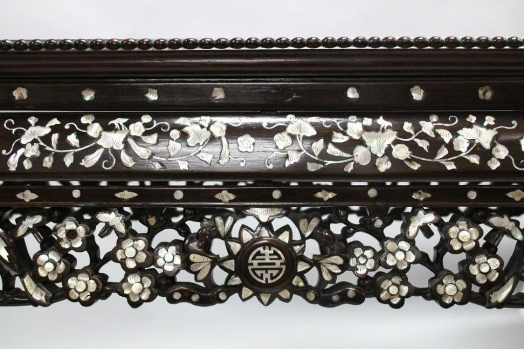 Straits Chinese/Peranakan Mother-of-Pearl Inlaid Hardwood Table ...