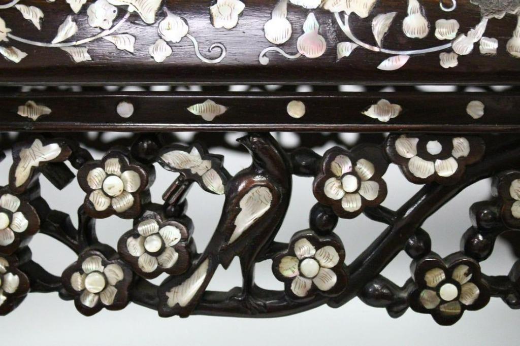 Straits Chinese/Peranakan Mother-of-Pearl Inlaid Hardwood Table ...