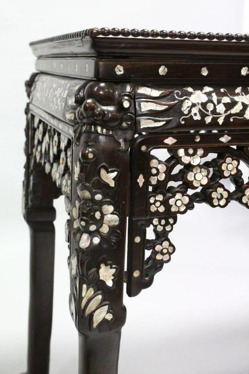 Straits Chinese/Peranakan Mother-of-Pearl Inlaid Hardwood Table ...