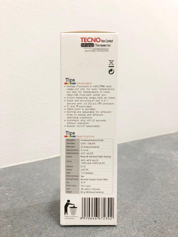 TECNO Non-Contact Infrared Thermometer, Health & Nutrition ...