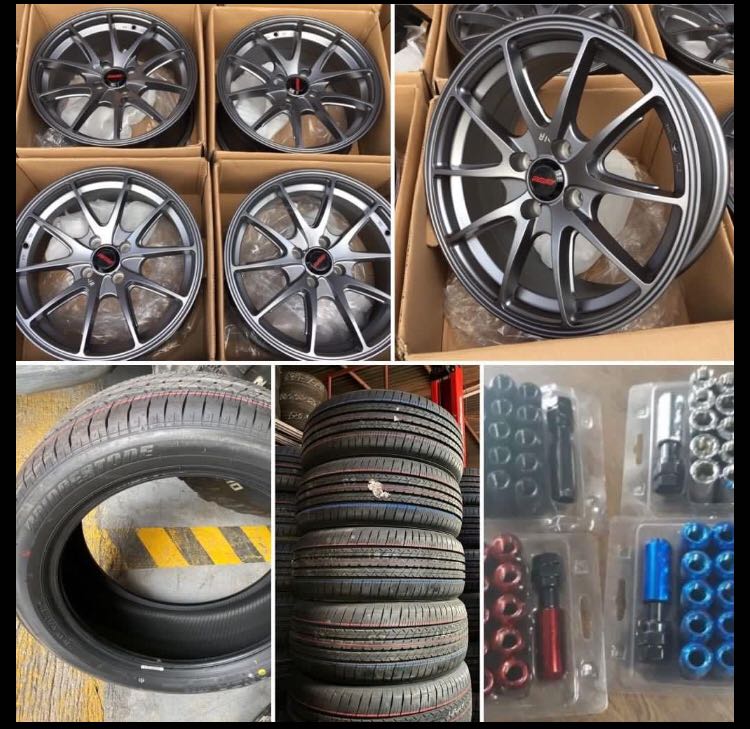 16" G25 Design Gray mags 4Holes pcd 100 with 195-50-r16 Bridgestone ...