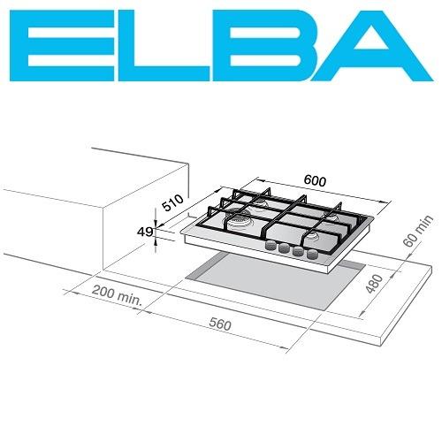 ELBA 60/70CM 3/4 BURNER STAINLESS STEEL ELECTRIC IGNITION GAS HOB [ELIO ...
