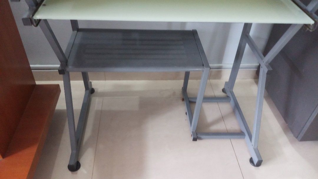 Glass Computer Table, Furniture & Home Living, Furniture, Tables & Sets ...