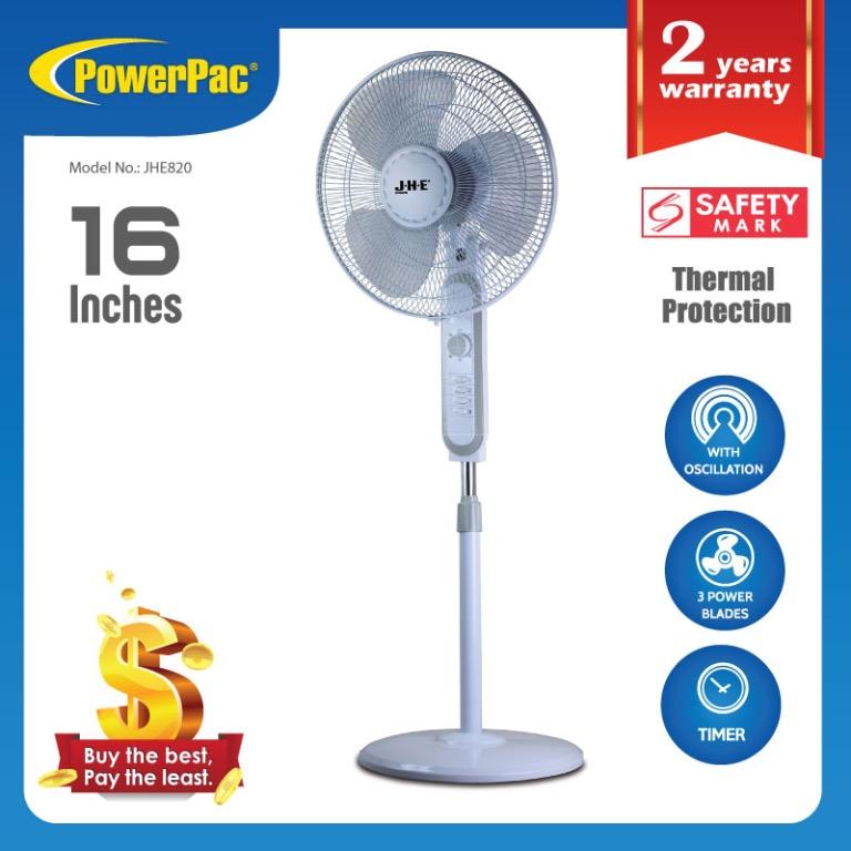 PowerPac Standing fan 16 inch Stand Fan with Timer (JHE820), Furniture ...