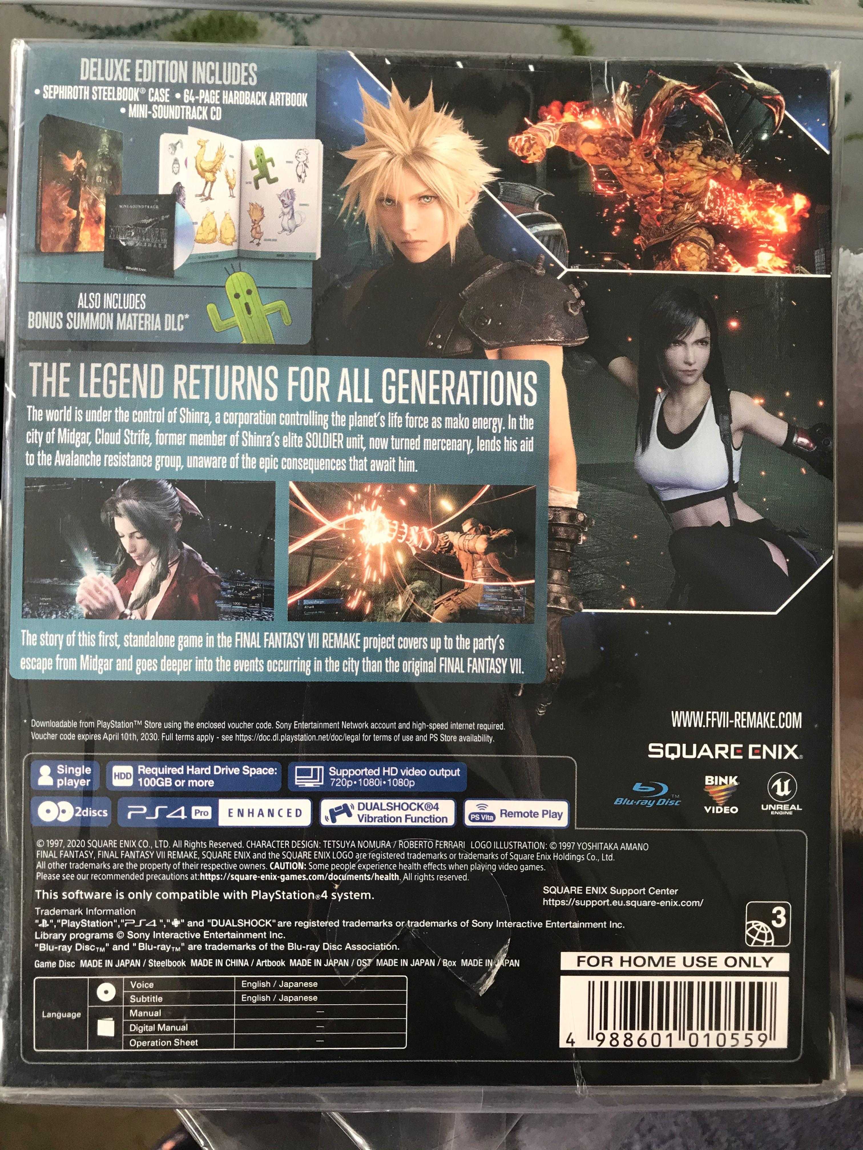 PS4 FF7 Remake Deluxe Edition, Video Gaming, Video Games, PlayStation ...