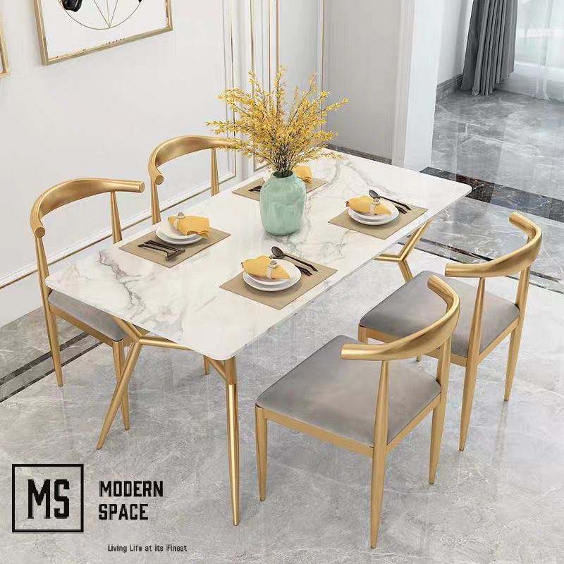RILEY Modern Marble Dining Set / DBST58, Furniture & Home Living ...