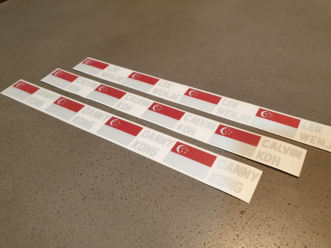 Singapore flag with name sticker, Hobbies & Toys, Stationery & Craft ...