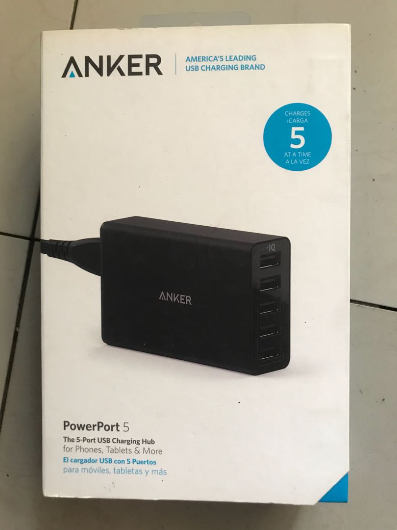 ANKER PowerPort 5, Computers & Tech, Parts & Accessories, Chargers on ...