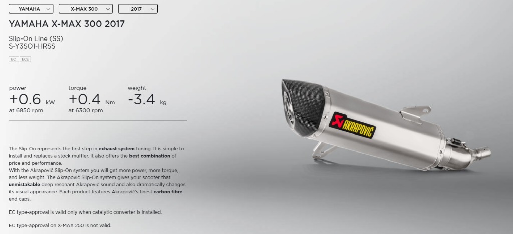 AKRAPOVIC - XMAX 300 (Original)(Non-cert), Motorcycles, Motorcycle ...