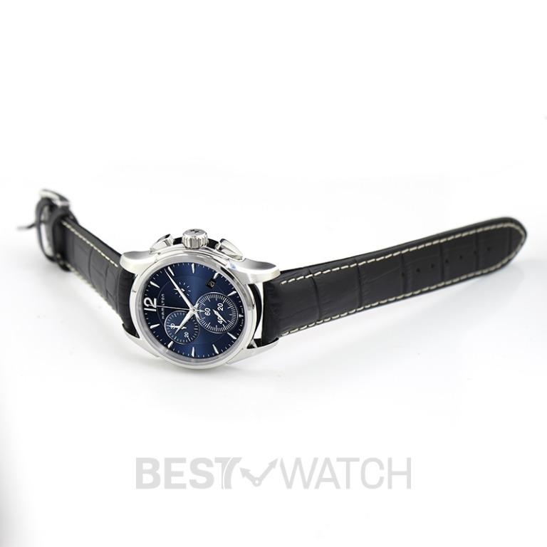 [NEW] Hamilton Jazzmaster Chrono Quartz Blue Steel/Leather 42mm ...