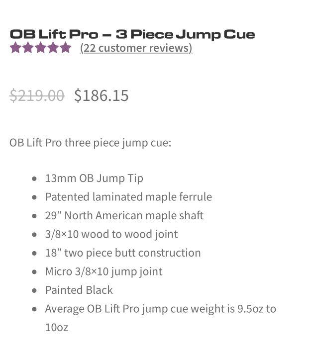 OB Lift Pro 3 Piece Jumper / Jump Cue Navy Blue, Sports Equipment ...
