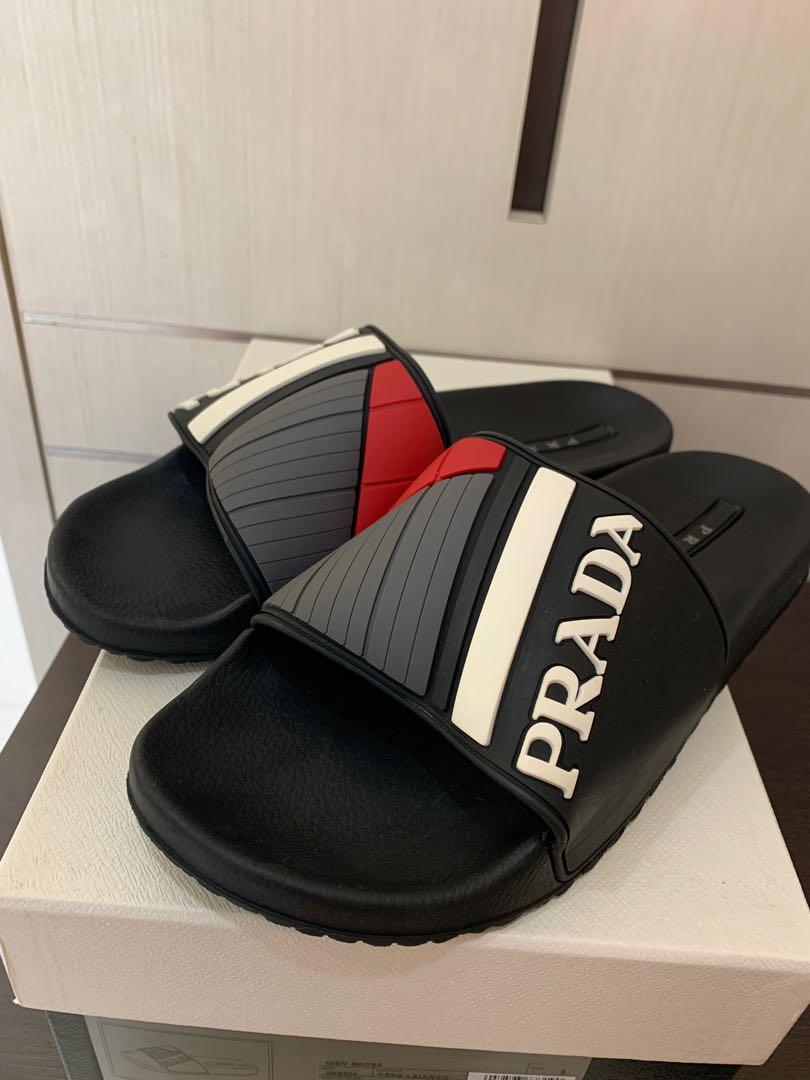 Prada Slides, Men's Fashion, Footwear, Flipflops and Slides on Carousell