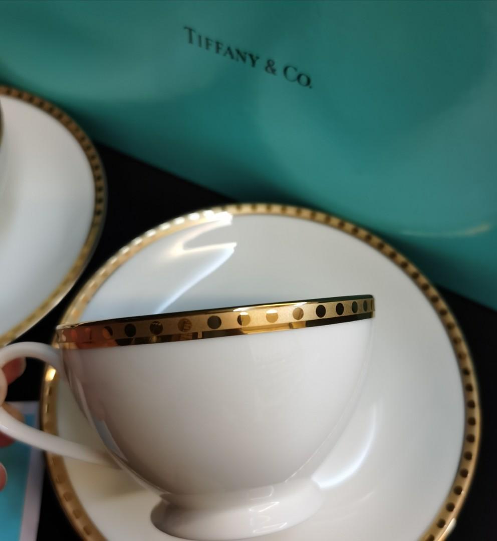 Tiffany & Co - 2 Sets Noble GOLD BAND Teacup And Saucer in Original ...