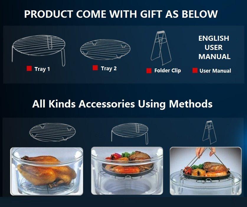 FLAVORWAVE Multifunctional Electric Glass Waves Air Oven/Air Fryer 12L ...