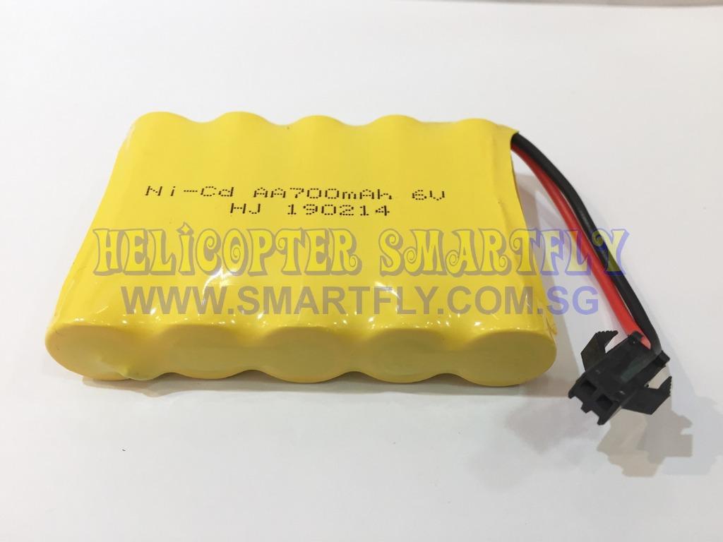 6.0V 700mah AA rechargeable Ni-CD / NiMH battery black connector ...