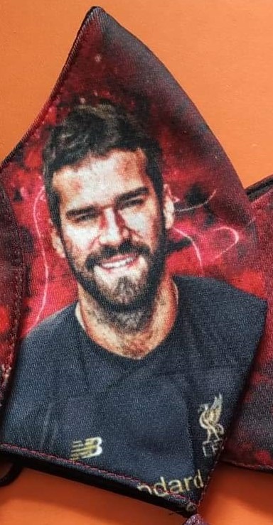 Alisson Becker Liverpool mask, Health & Nutrition, Face Masks & Face ...