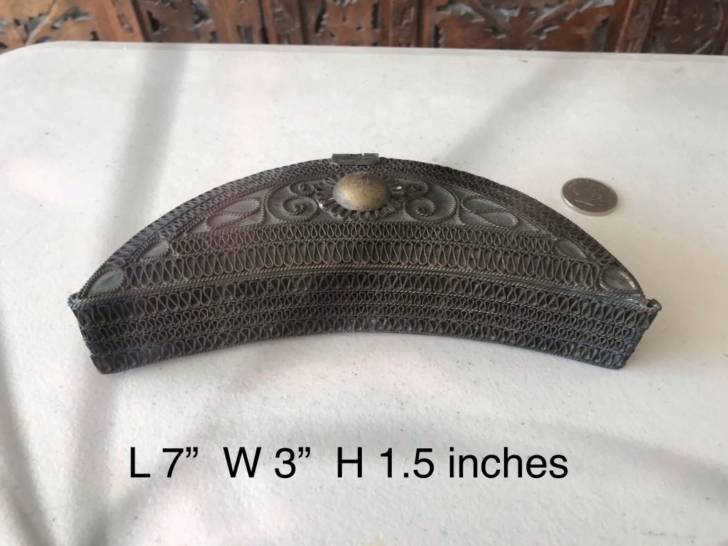 antique silver or plated? betel nut box crescent or moon shape, Hobbies ...