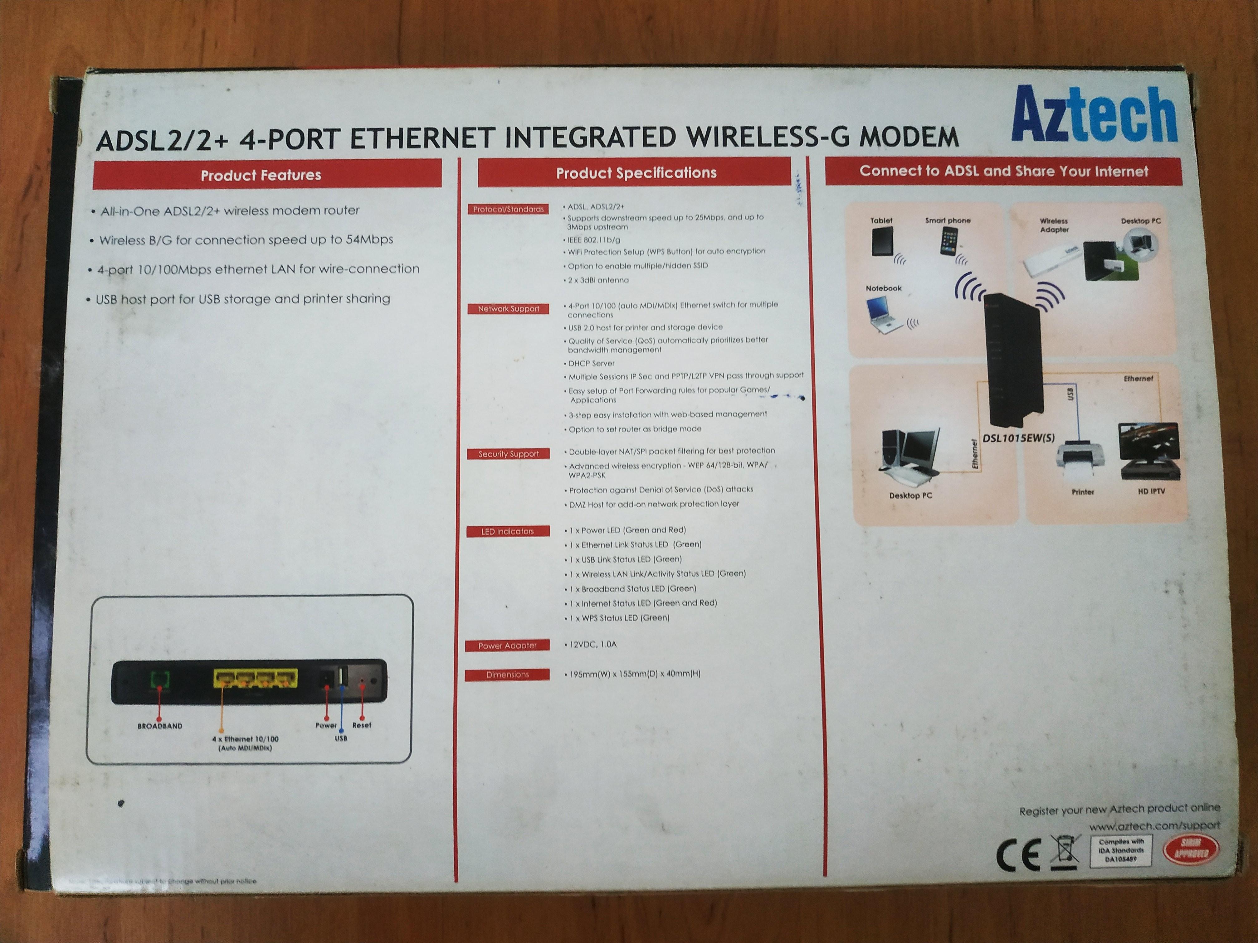 Aztech Wireless G Modem, Computers & Tech, Parts & Accessories ...
