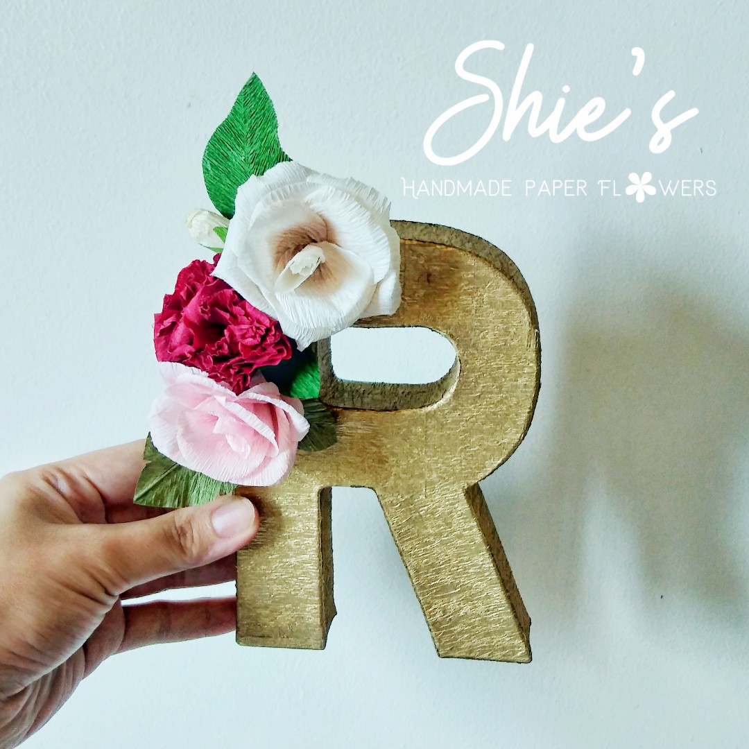 Handmade Letter Standee with Paper Flowers Home Decor, Party Decor ...