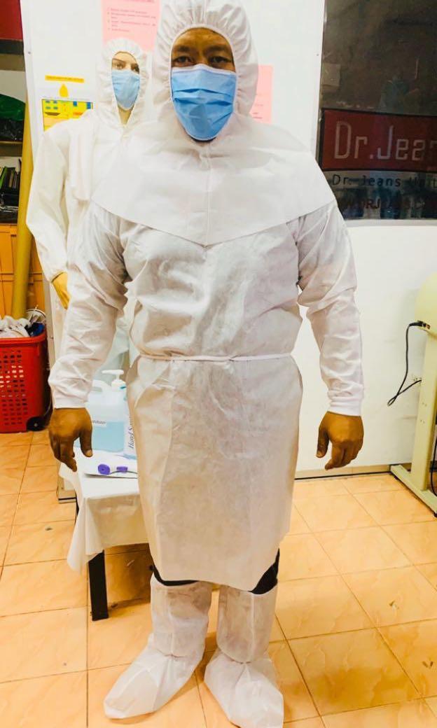 PPE Set 3-in-1 -KKM approved - Isolation gown + head cover + feet ...