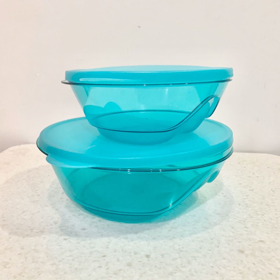 Tupperware Stackable Bowl Set (2L / 1L / 2 Pcs), Furniture & Home ...