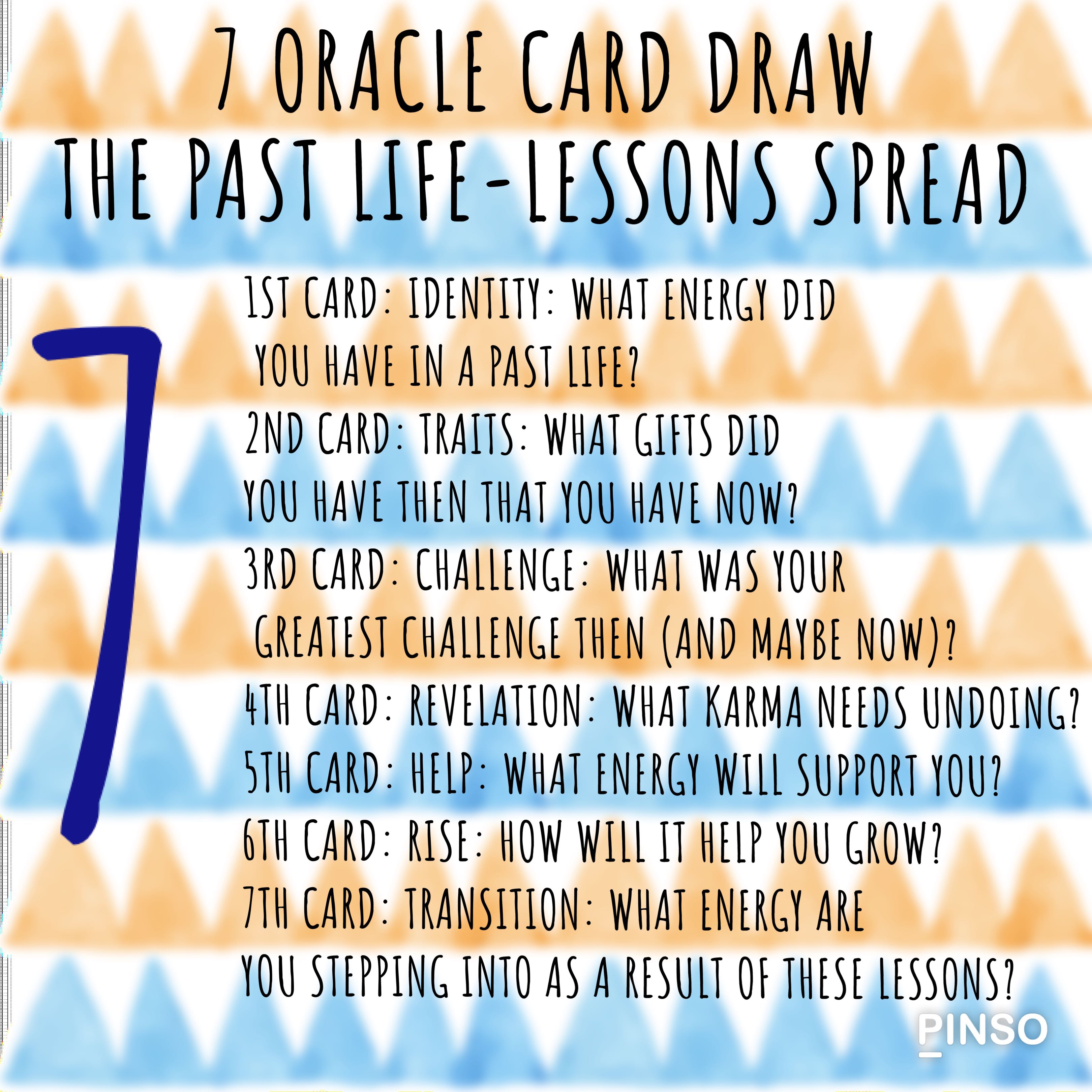 7 DRAW ORACLE CARD: THE PAST LIFE-LESSONS SPREAD, Hobbies & Toys ...