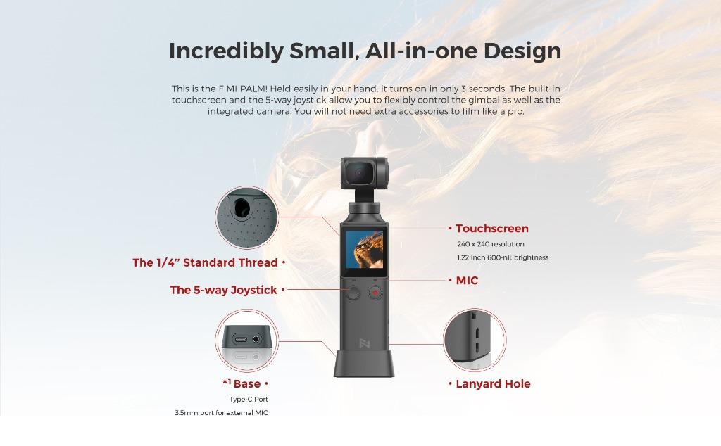 FIMI Palm 3-Axis 4K HEVC gimbal pocket camera stabilizer by Xiaomi ...