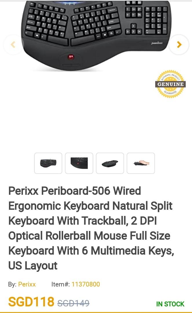 Perixx Periboard-506 Wired Ergonomic Keyboard Natural Split Keyboard ...