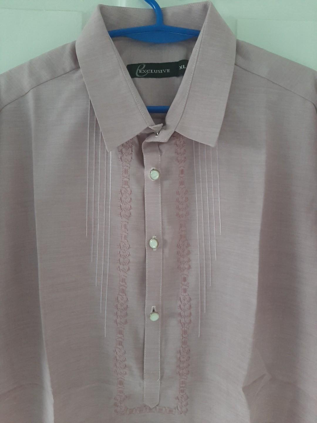 Office Barong Polo Shirt pink, Men's Fashion, Tops & Sets, Formal ...