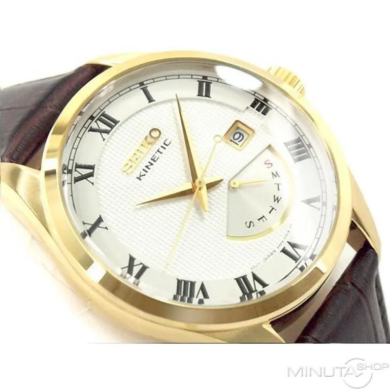 Seiko Kinetic SRN074P1 SRN074P SRN074 SRN White Dial Brown Leather ...