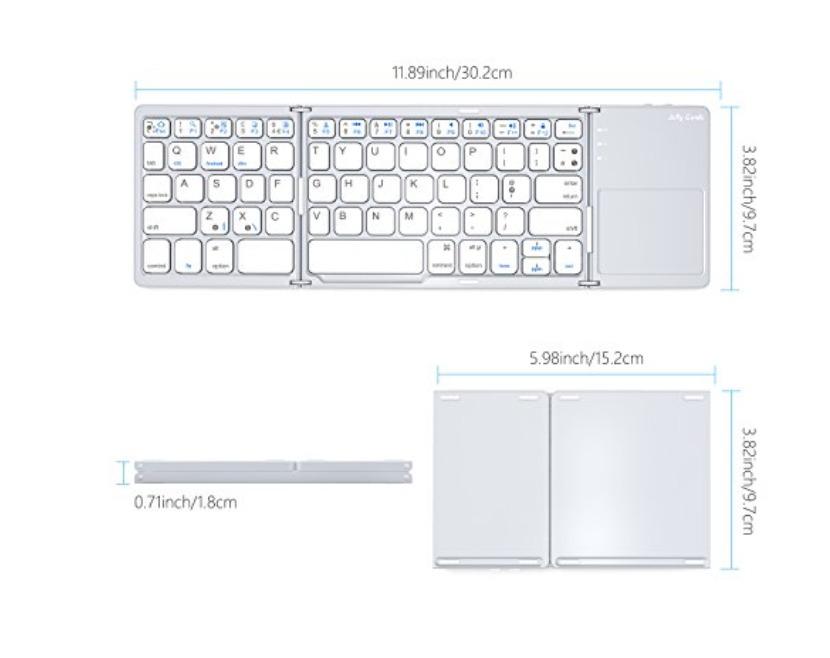 Bluetooth Keyboard with Touchpad, Jelly Comb B-003 Foldable Tri-fold ...