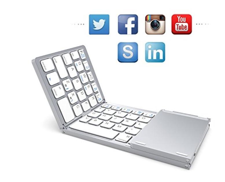 Bluetooth Keyboard with Touchpad, Jelly Comb B-003 Foldable Tri-fold ...