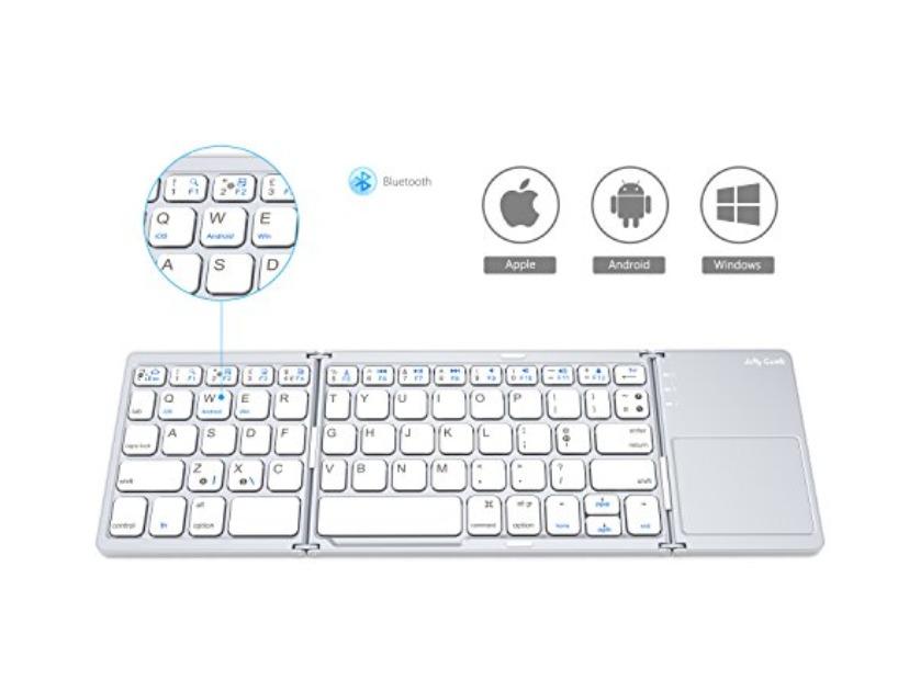 Bluetooth Keyboard with Touchpad, Jelly Comb B-003 Foldable Tri-fold ...