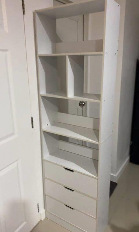 Book Rack with 3 Layer Drawer & Mutiple Shelves Storage Off White Color ...