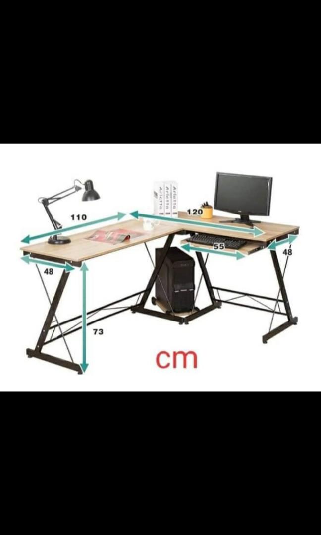 Computer table (L type), Furniture & Home Living, Office Furniture ...