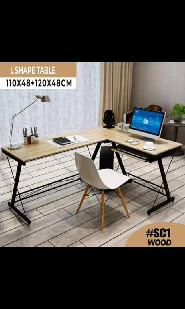 Computer table (L type), Furniture & Home Living, Office Furniture ...